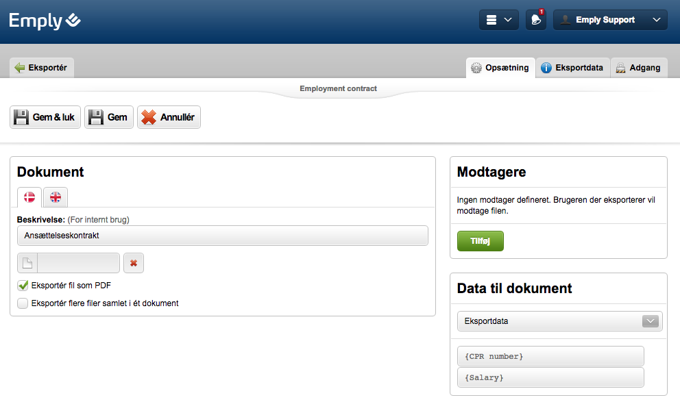 Eksportér data – Emply