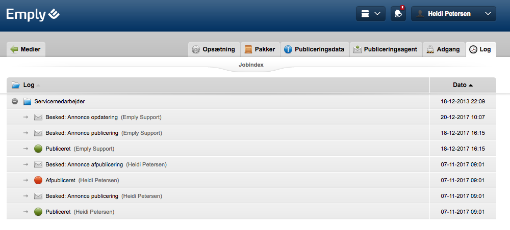 Medier > Log – Emply
