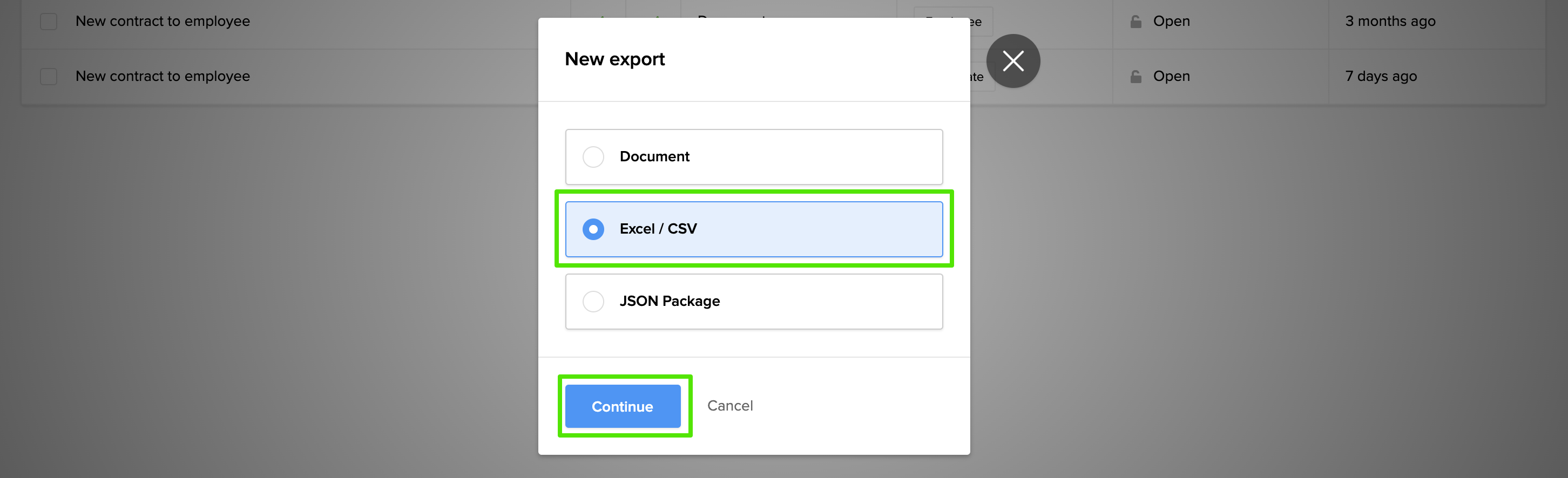 Create export file - Excel/CSV – Emply