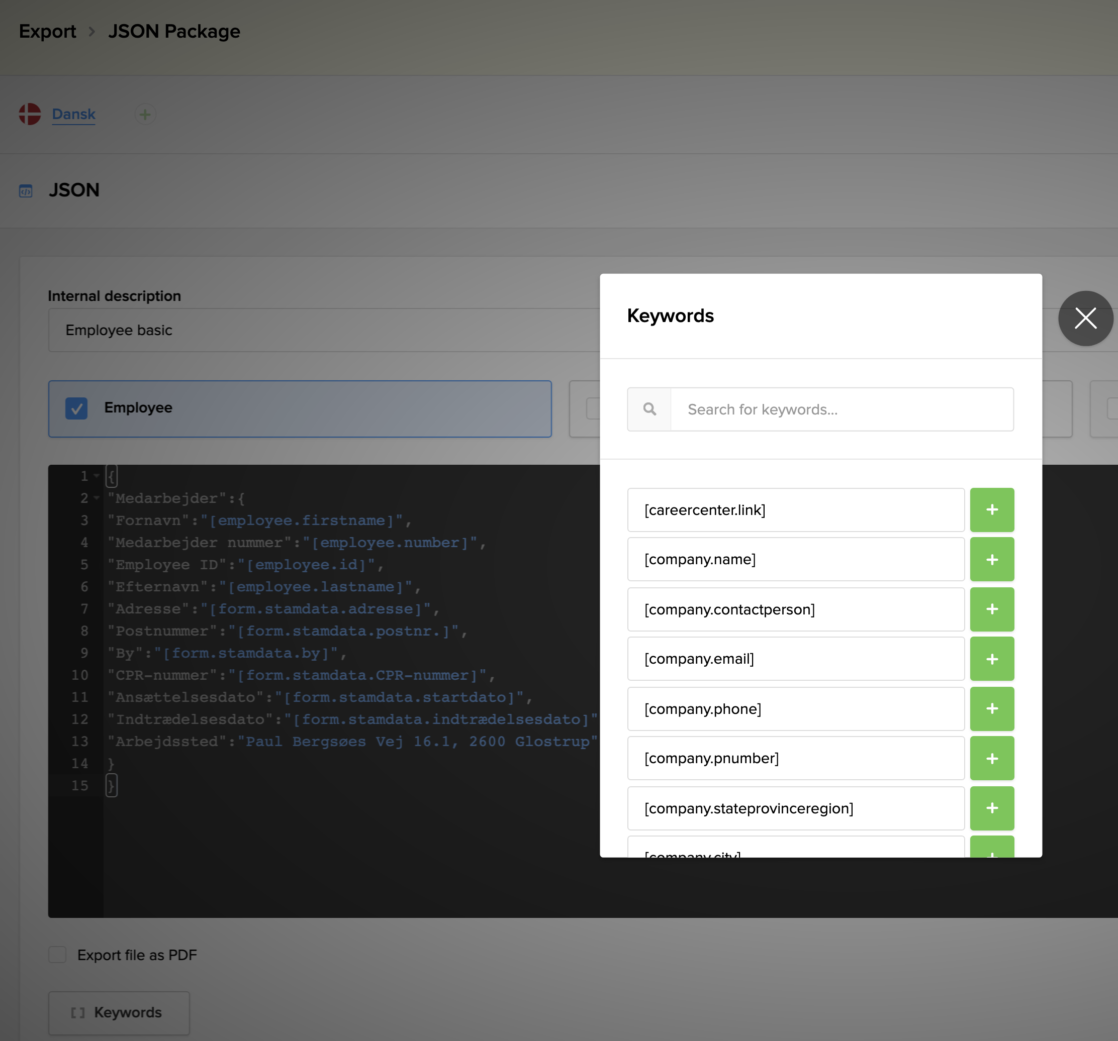Export JSON Package – Emply