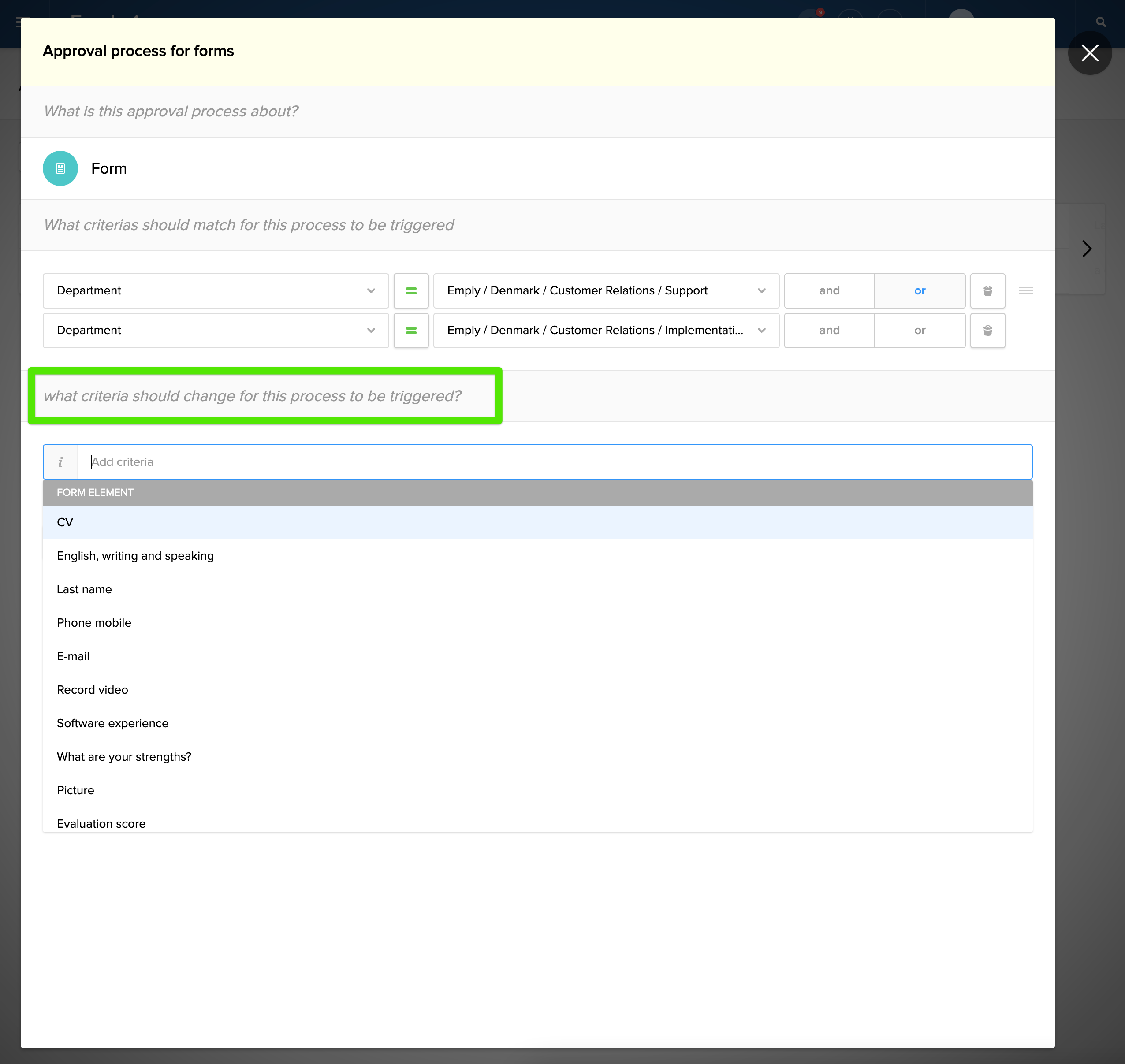 Create/edit an approval process for forms – Emply