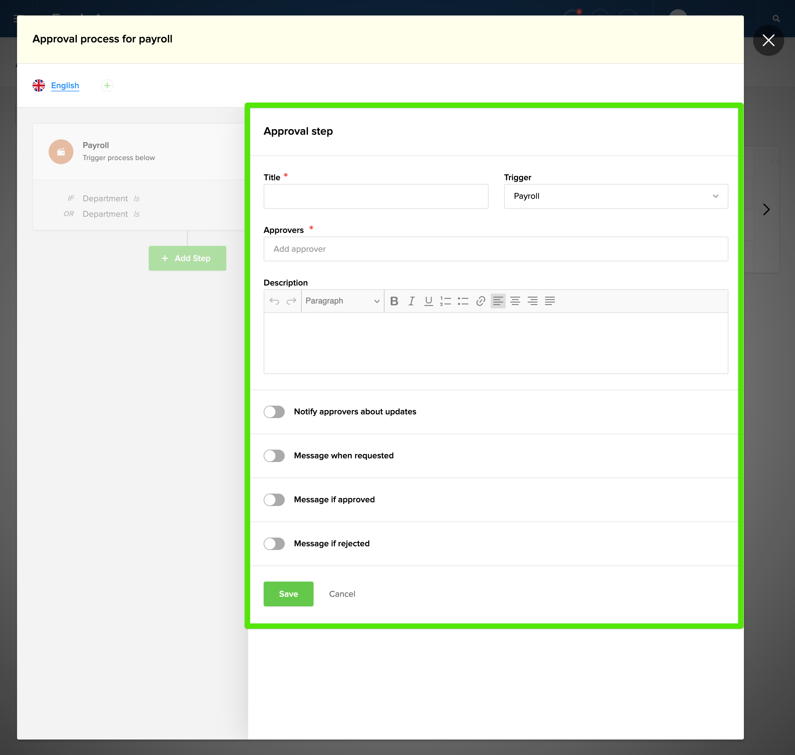 Create/edit an approval process for payroll – Emply