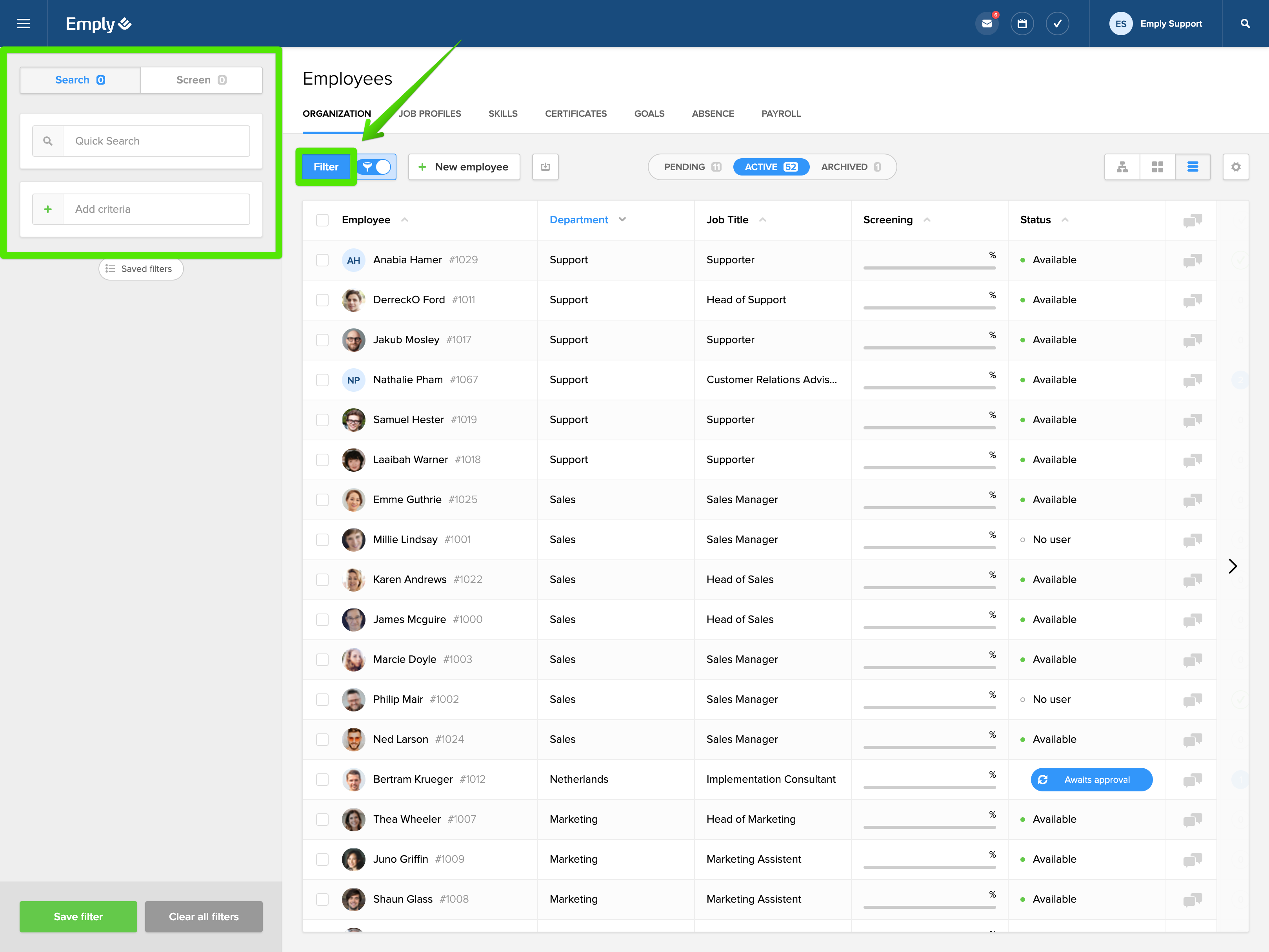 Searching for employees – Emply