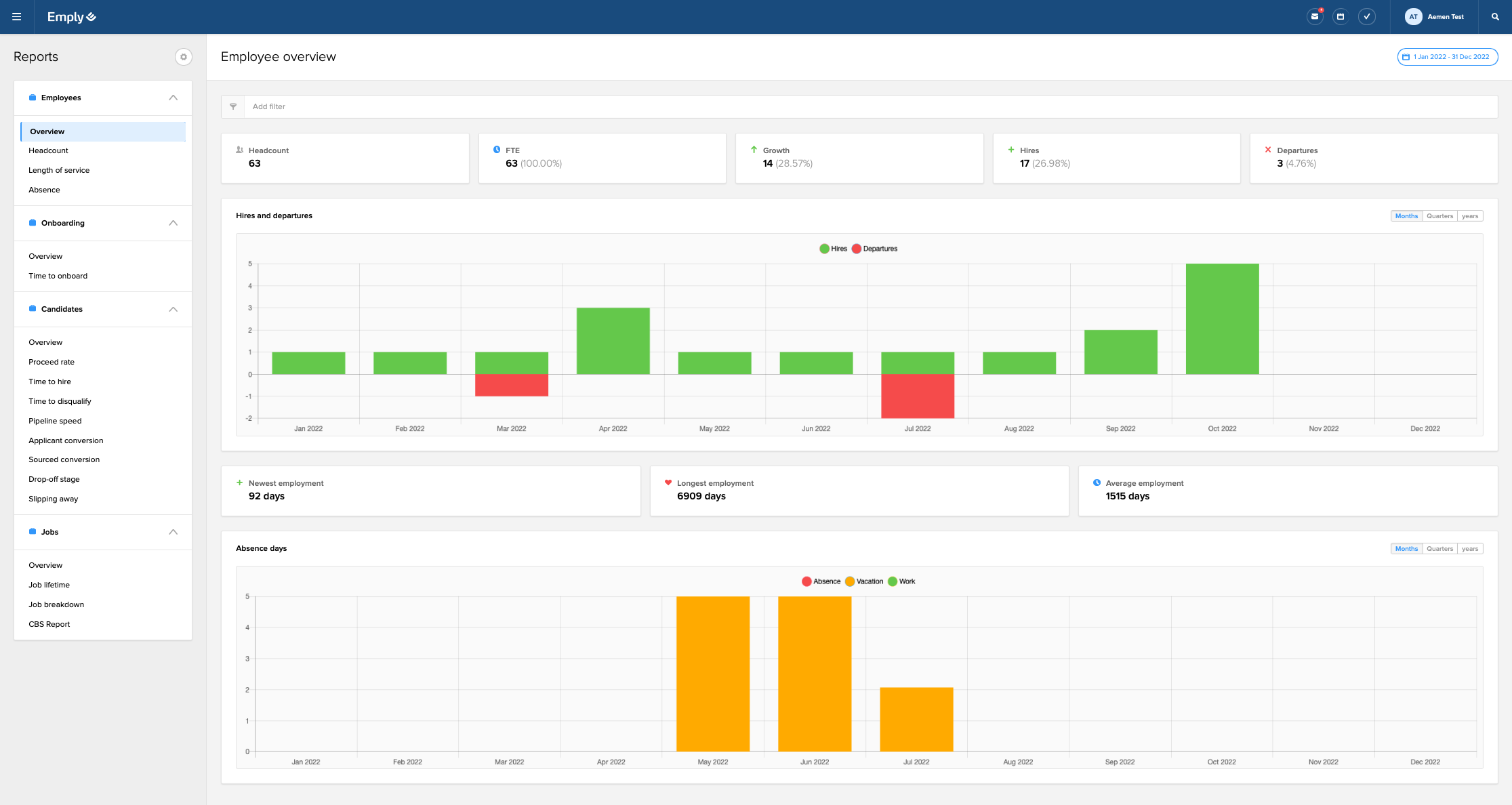 Reports: Employees > Employee Overview – Emply