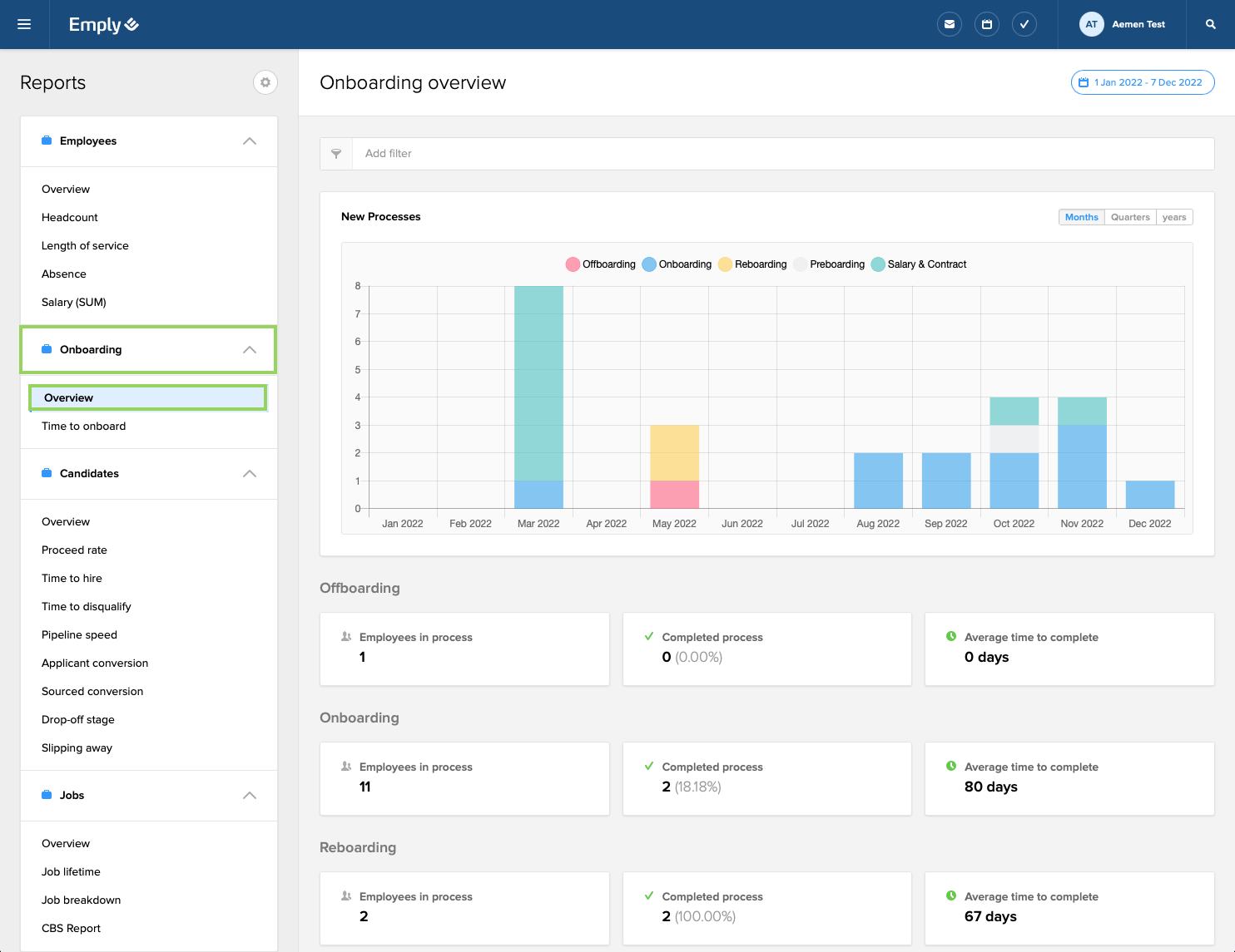 Reports: Onboarding > Overview – Emply