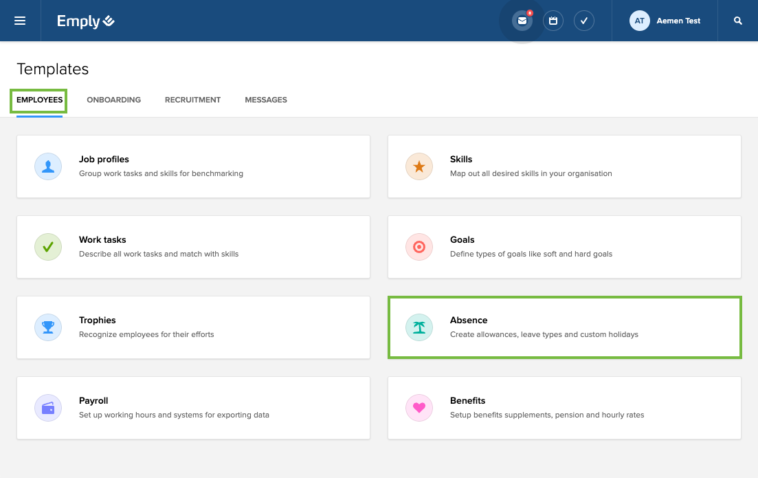Create/edit absence templates – Emply